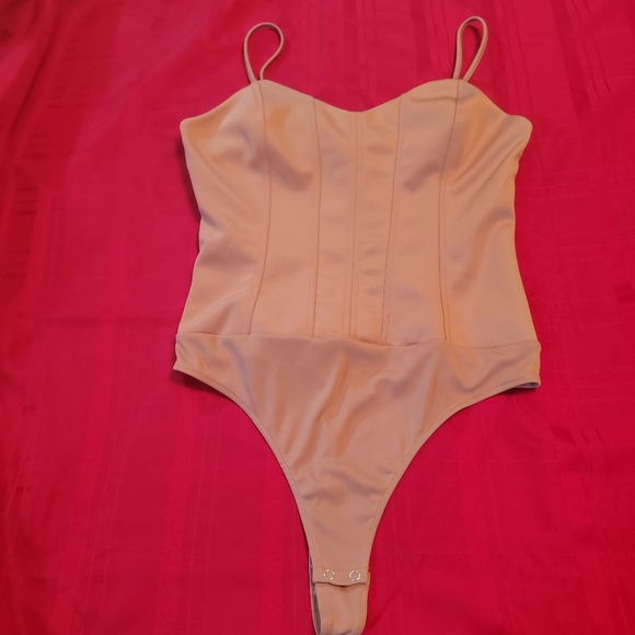 Intempo | Tops | Nwt Beige Spaghetti String Body Suit Size Med | Poshmark